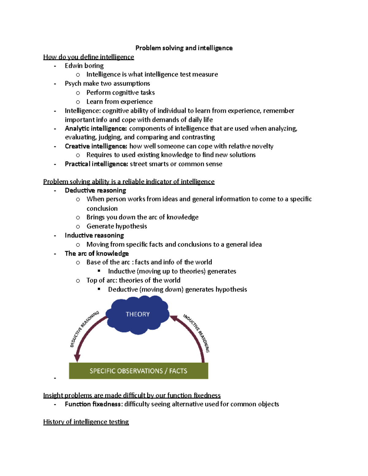 Psych week 5 lecture 5- Problem solving and intelligence - Problem solving and intelligence How ...