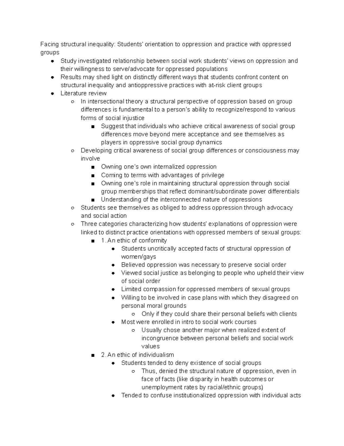 Facing structural inequality Students’ orientation to oppression and ...