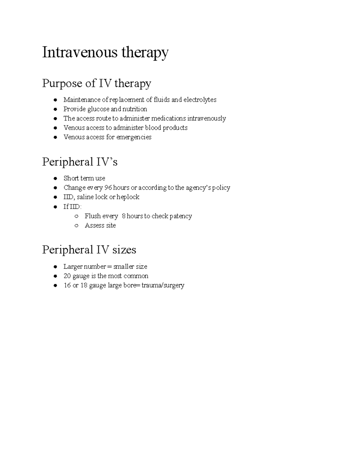 Intravenous therapy - Kent State University, Nursing of Adults across ...