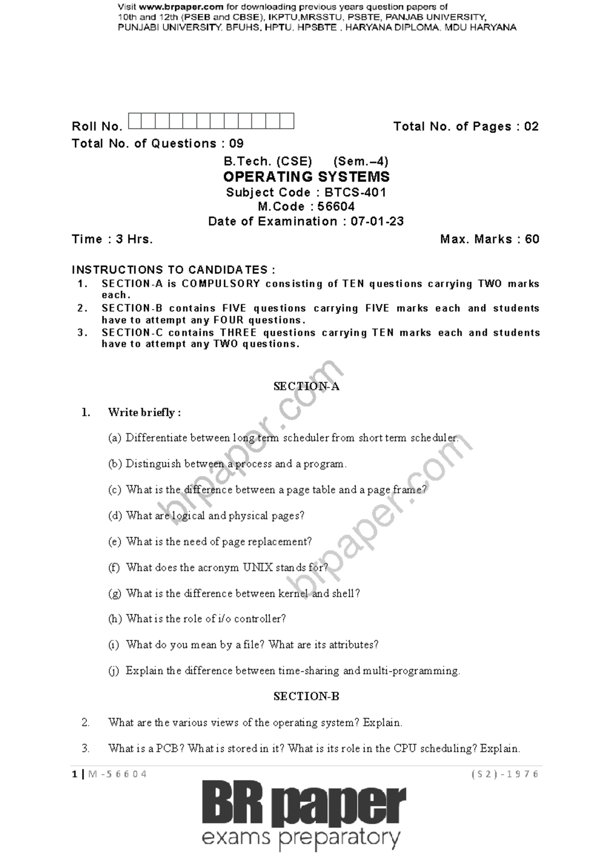 OS(4th)May2023 - term paper - 1 | M - 5 6 6 0 4 ( S 2 ) - 1 9 7 6 Roll ...