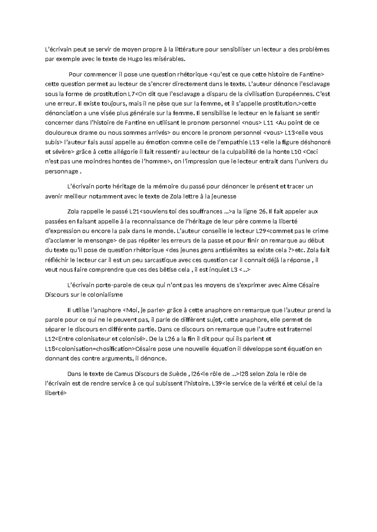 Analyse littéraire - L’écrivain peut se servir de moyen propre à la ...