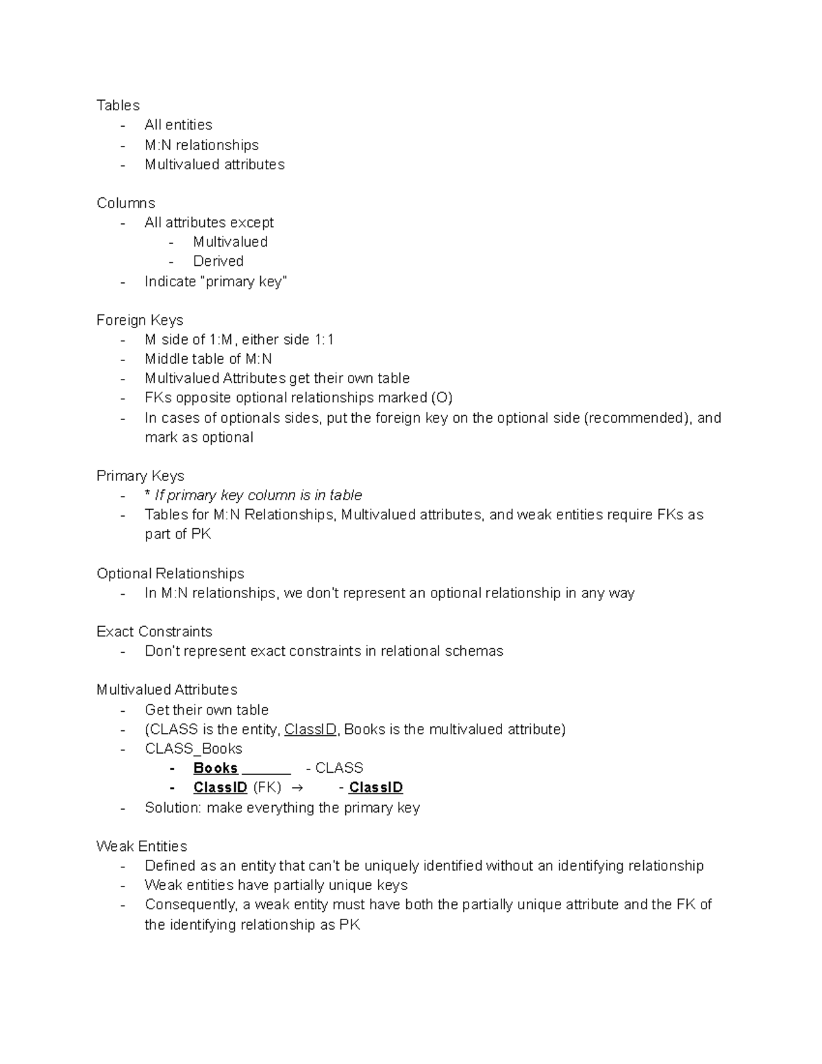 Relational Database Modeling Tables All Entities M N Relationships Multivalued