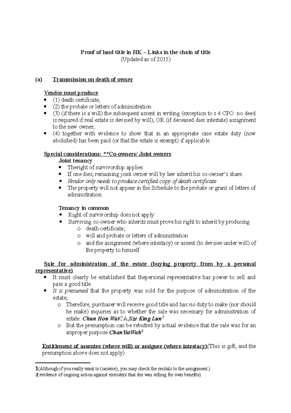 Proof of land title in HK – Links in the chain of title - Special ...