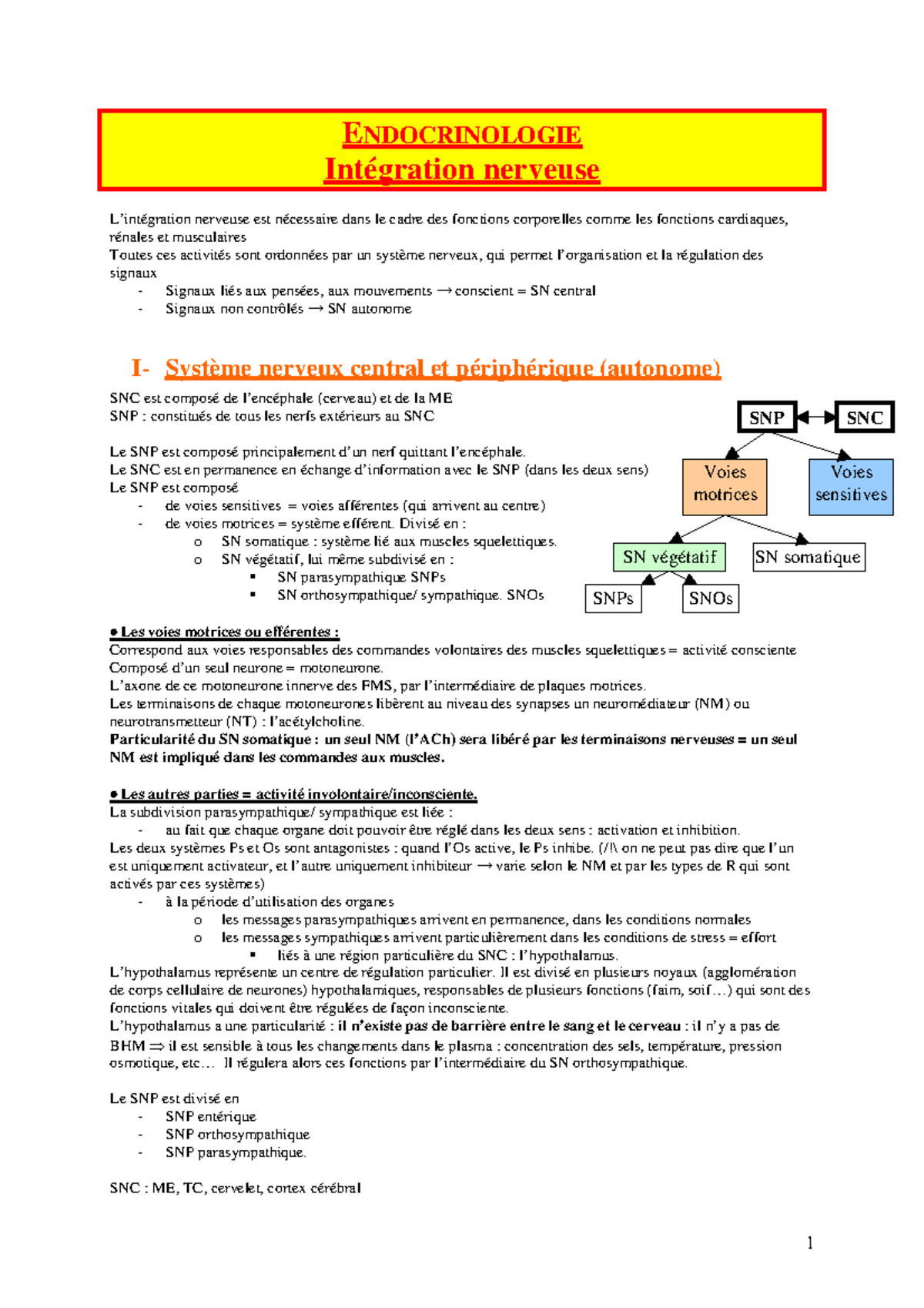 Cours physiologie animale - ENDOCRINOLOGIE Intégration nerveuse L ...