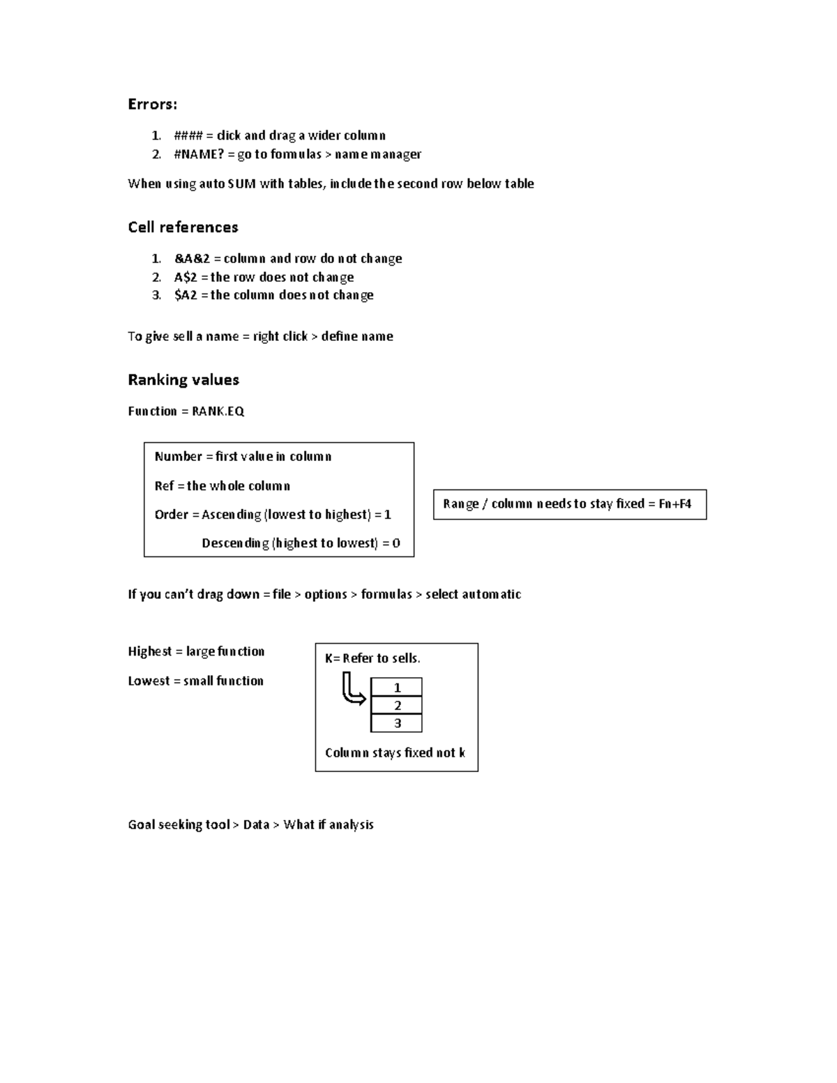 Inf sheet - additional tips to help study for class test 1 to grasp ...