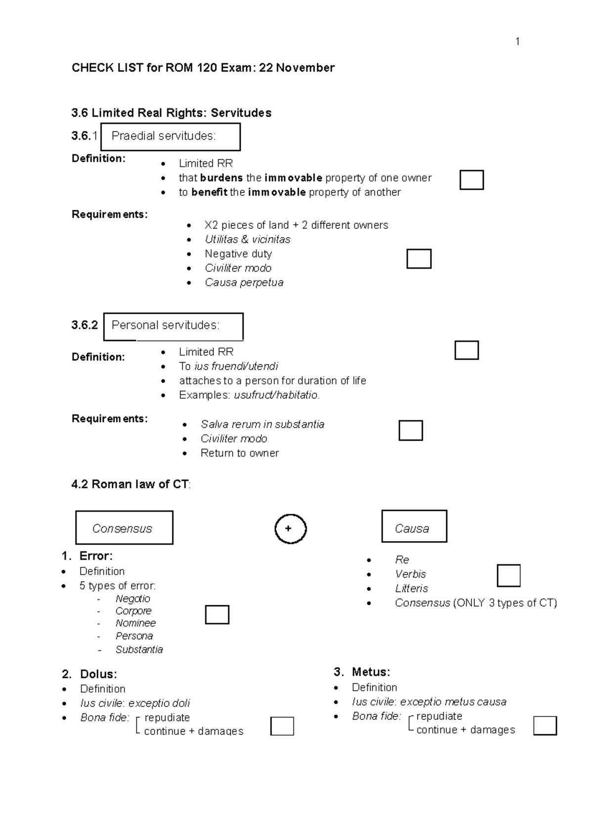 Check List ROM 2023 Exam - 1 CHECK LIST for ROM 120 Exam: 22 November 3 ...