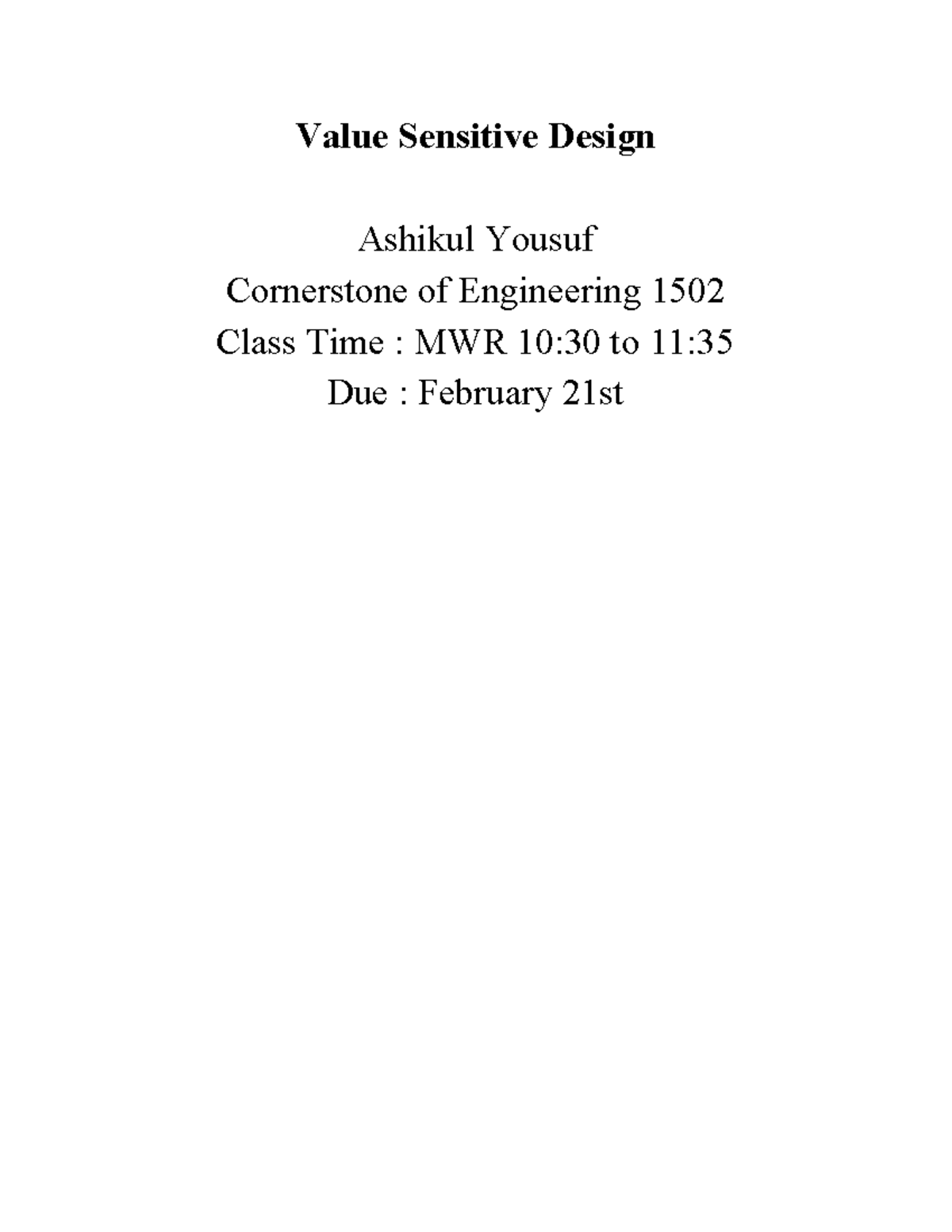 Value Sensitive Design - Ashikul Yousuf - Value Sensitive Design ...