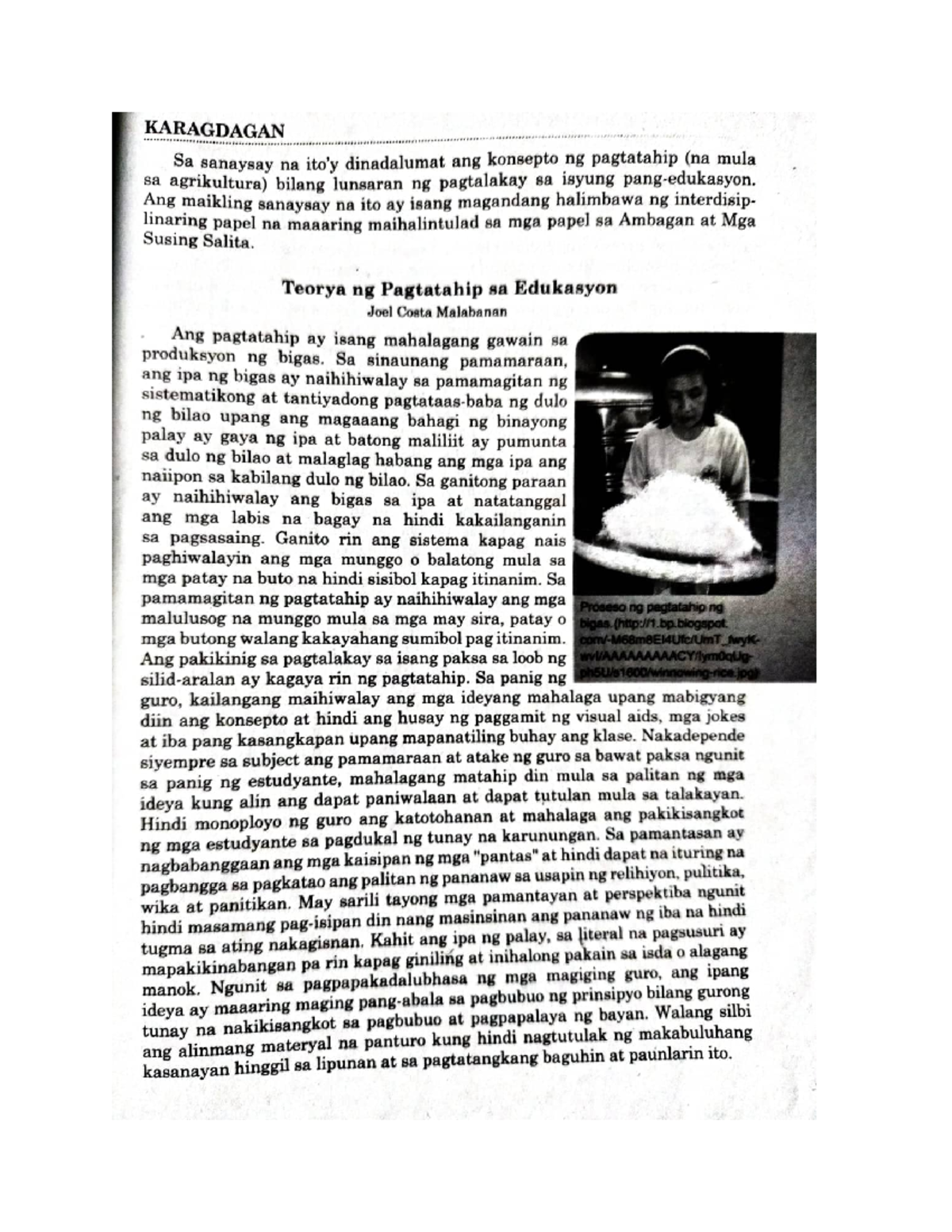 Pagdalumat SA Konsepto NG Pagtatahip, Lunsaran NG Pagtalakay SA Isyung ...