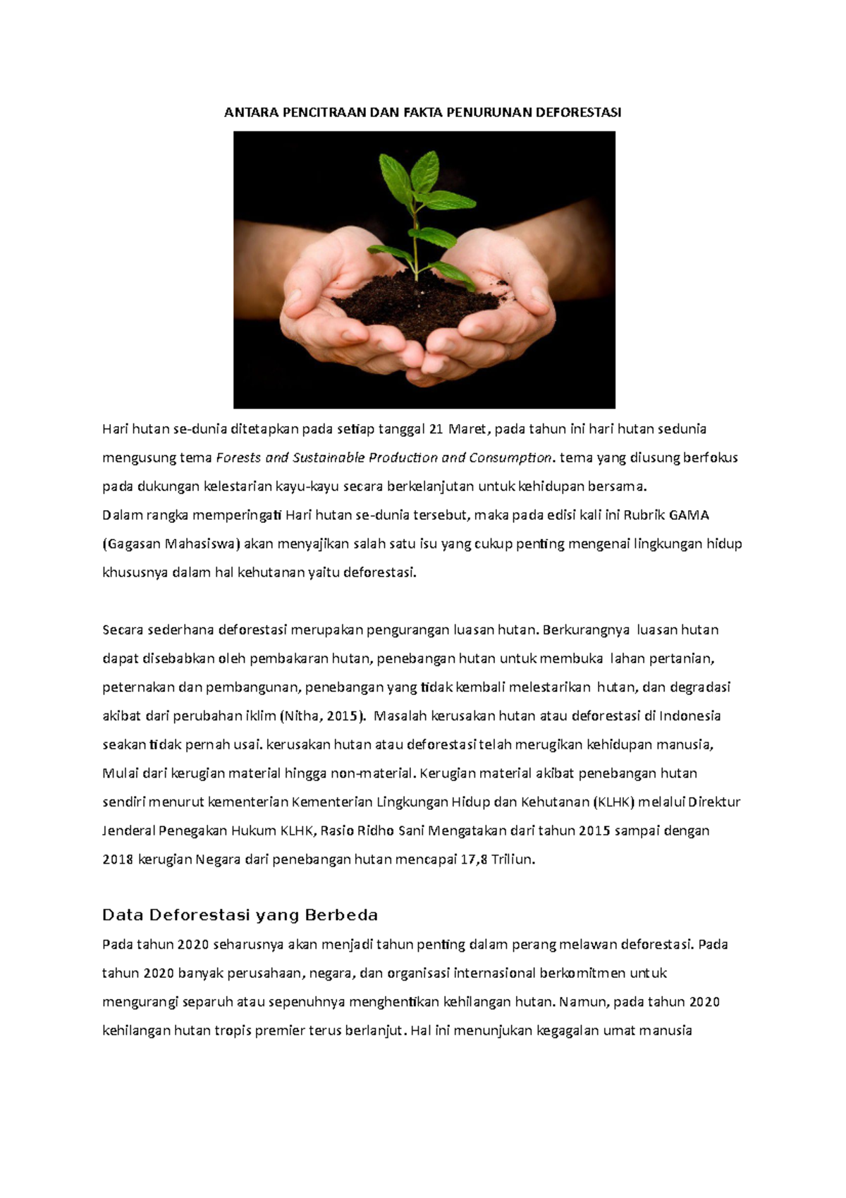 Opini - Contoh redaksi dalam majalah. - ANTARA PENCITRAAN DAN FAKTA ...