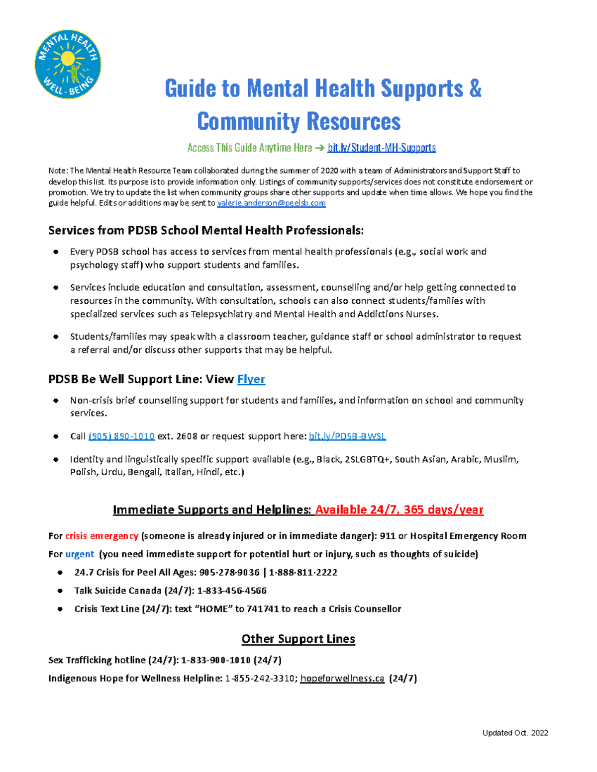 Guide to Mental Health Supports and Community Resources Final - Guide ...