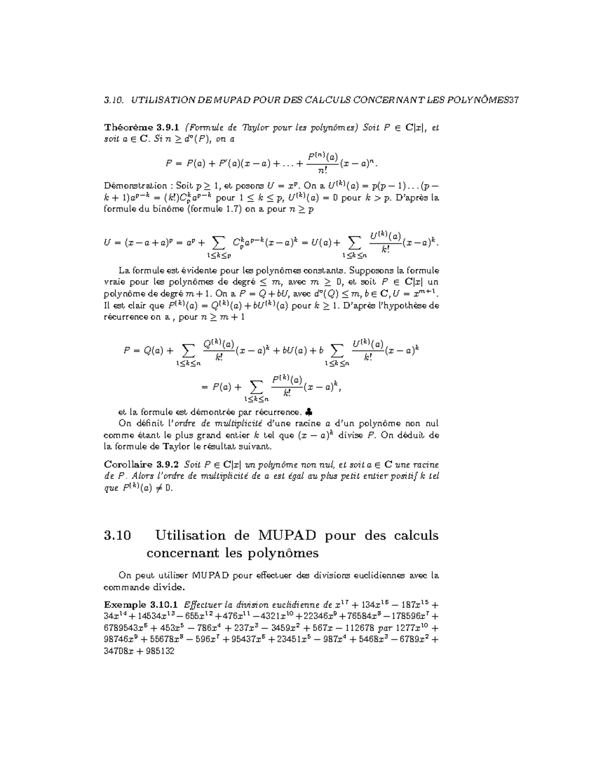 Cours D'algebre-15 - 3. UTILISATION DE MUPAD POUR DES CALCULS ...