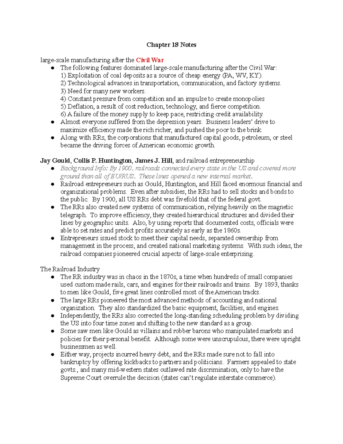 Chapter 18Notes - American history lecture notes - Chapter 18 Notes ...