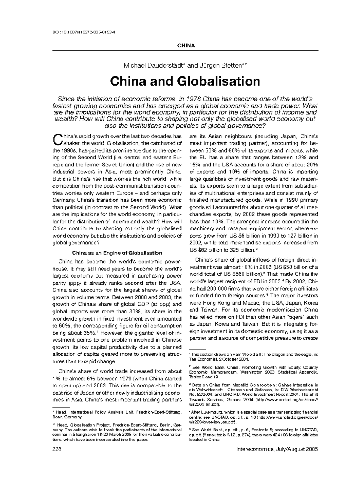 China-and-globalisation - CHINA Head, International Policy Analysis ...