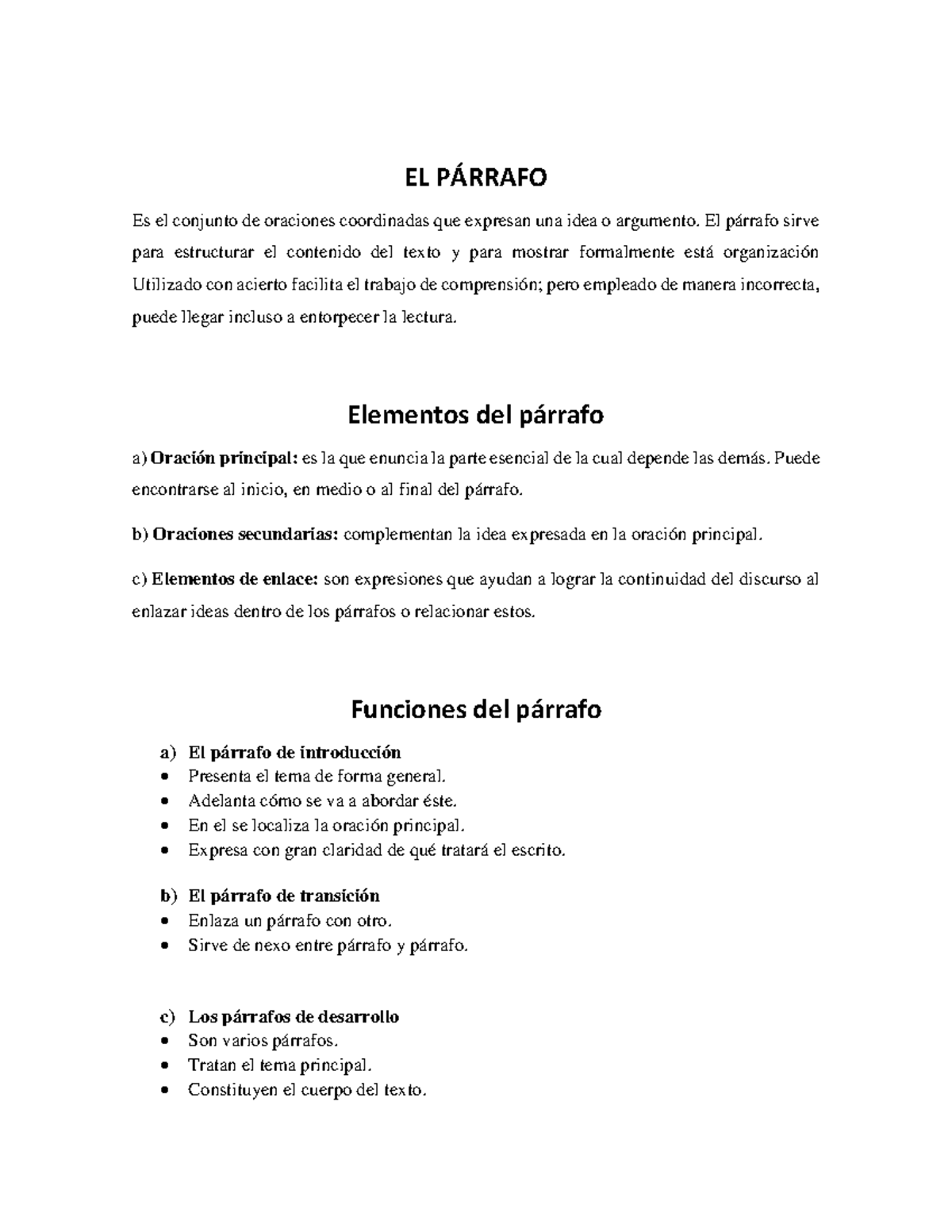 El párrafo - Resumen - EL PÁRRAFO Es el conjunto de oraciones ...