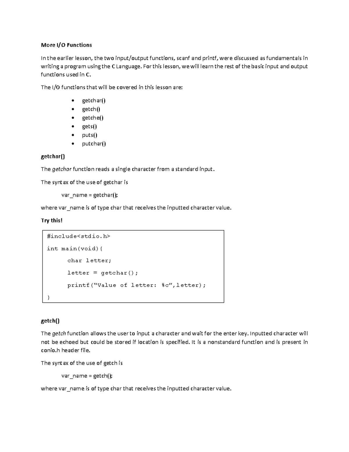 10 More Io Functions Lecture Notes 10 More Io Functions More Io Functions In The Earlier 