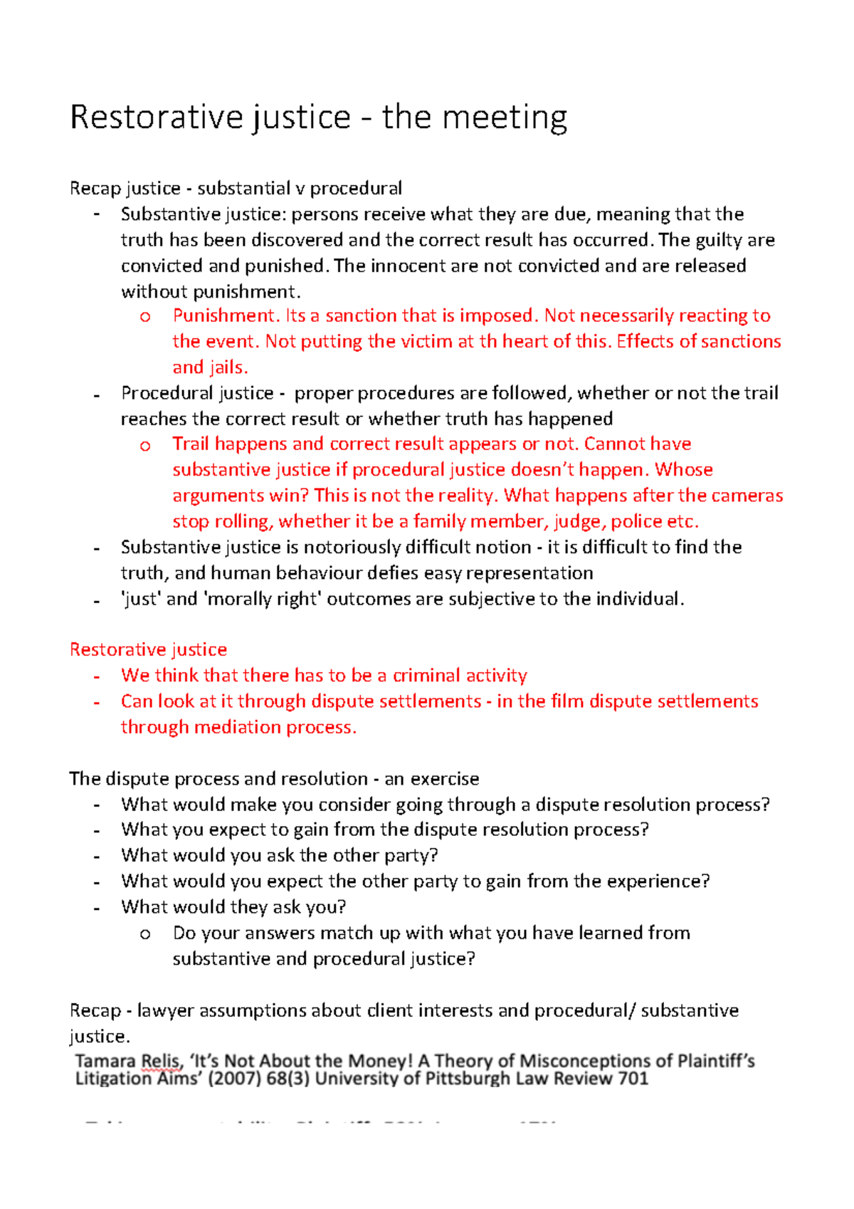 Restorative justice - the meeting - Recap justice - substantial v ...