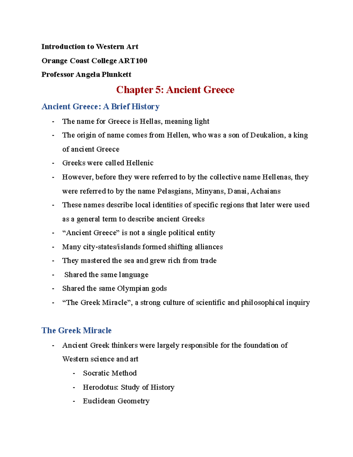 Chapter 5 Ancient Greece - Introduction to Western Art Orange Coast ...