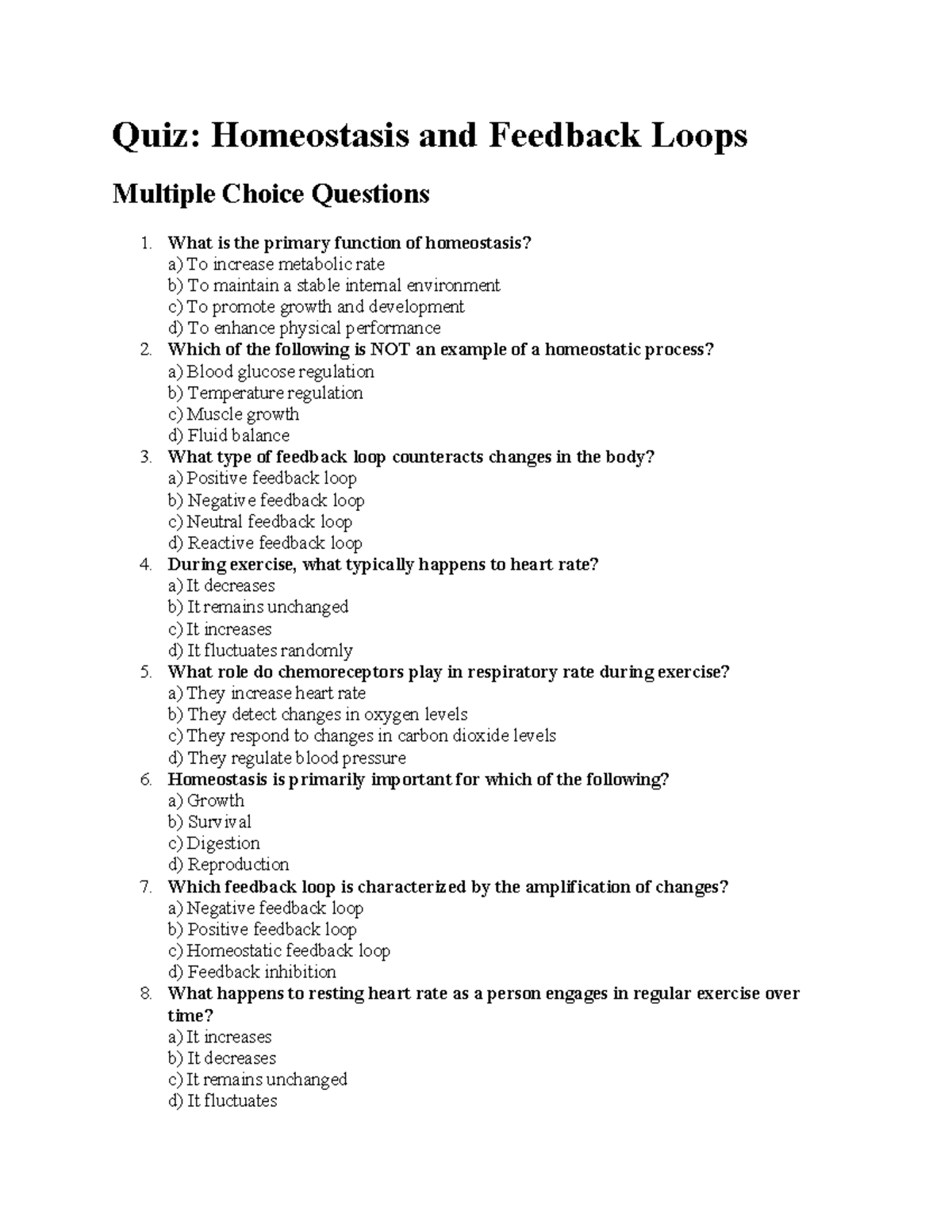 Homestoasis quiz - homeostasis multiple choice quiz - Quiz: Homeostasis ...