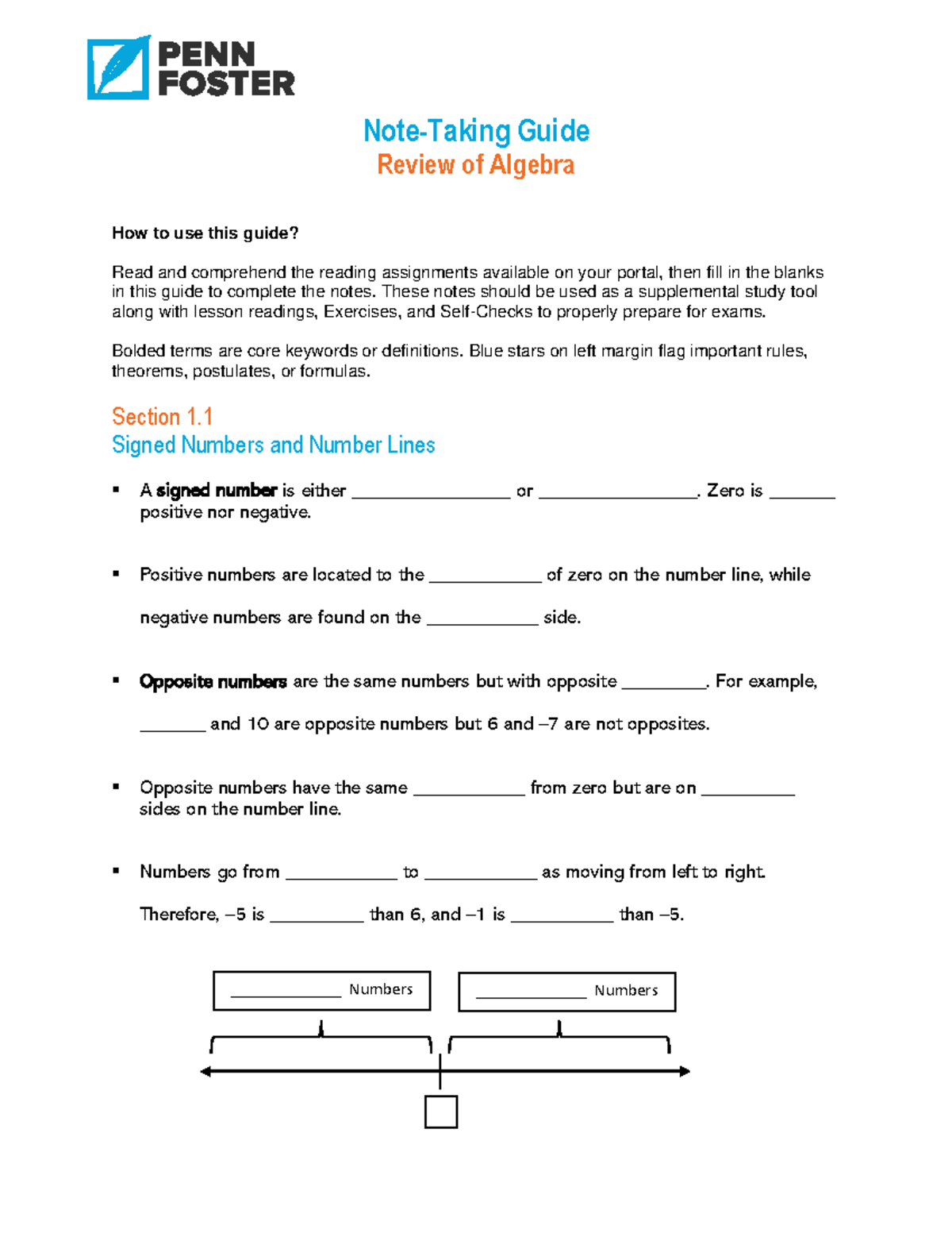 Guided Notes - Lesson 1 - 1.1 - 1.5 - Review of Algebra (version 2 ...