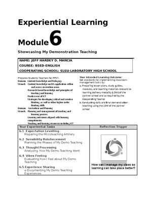 Experiential Learning Modules - ASPECTS OF EFFECTIVE SPEAKING Speaking ...
