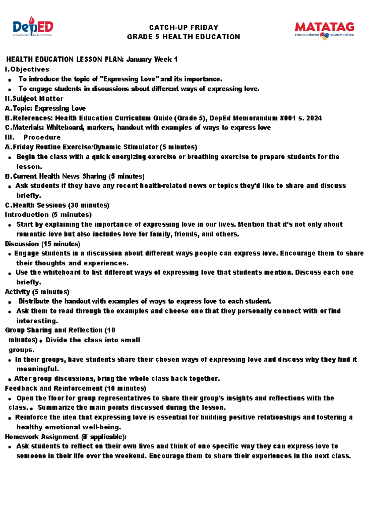 Grade 5 Health - CATCH UP FRIDAYS MARCH TO MAY - GRADE 5 HEALTH ...