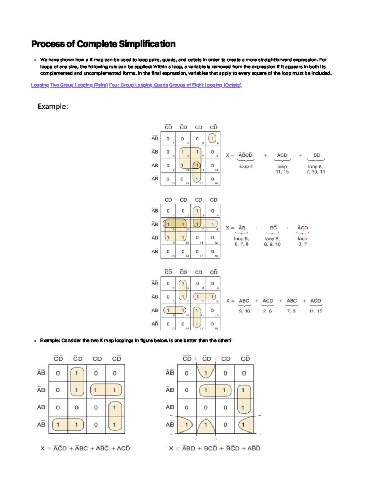 Process of Complete Simplification - F o r l o o p s o f a ny s i ze ...