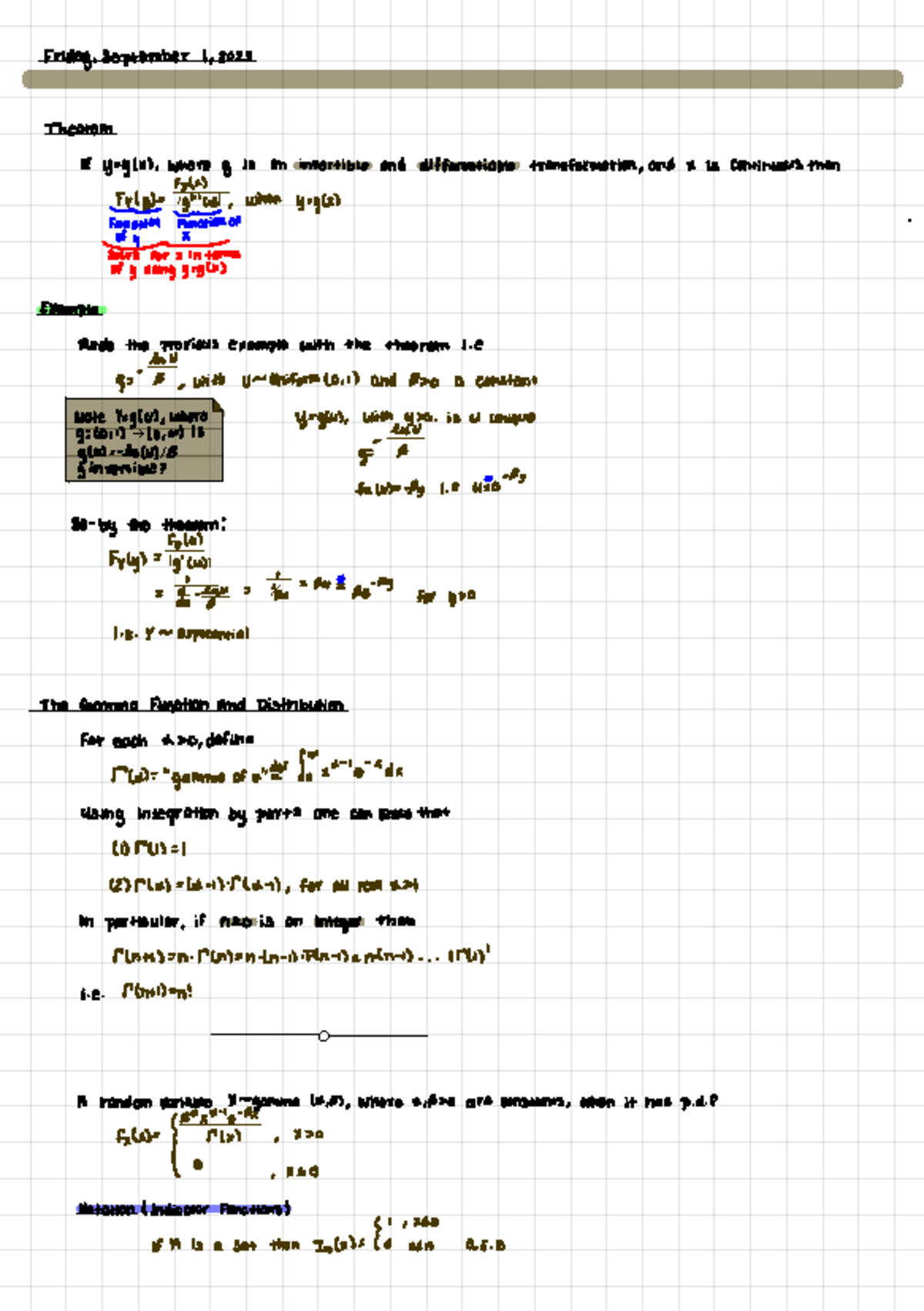 Transformations Of Random Variables And The Gamma Function And 9361