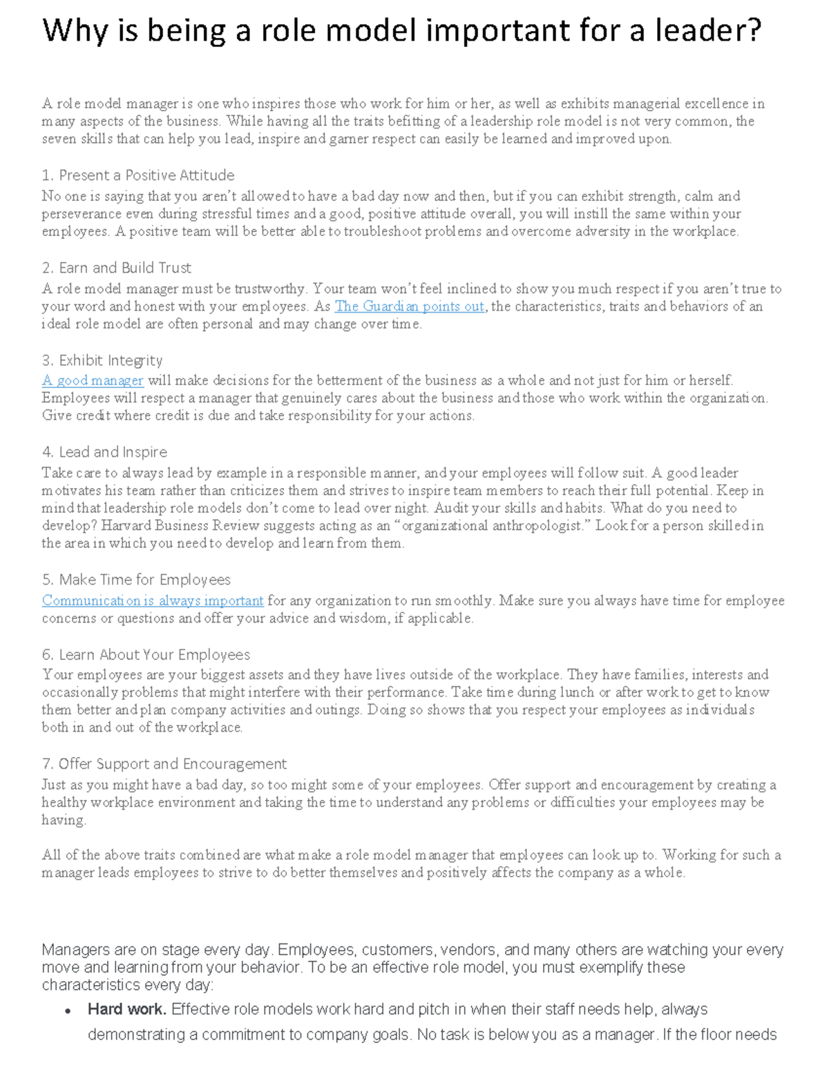 Leader CEO Role model-qualites - Why is being a role model important ...