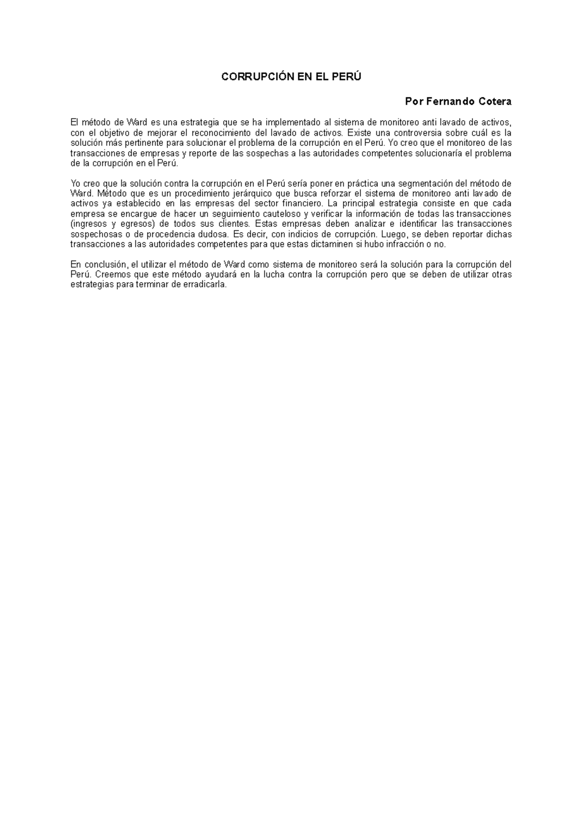 Pirmera Versión TBI - CORRUPCIÓN EN EL PERÚ Por Fernando Cotera El ...