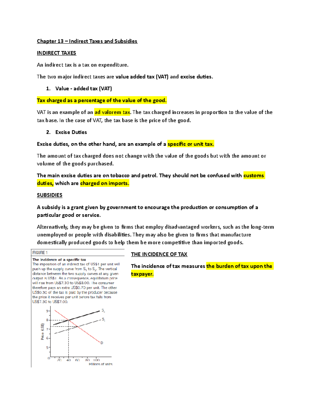 Chapter 13 - Indirect Taxes and Subsidies - Chapter 13 – Indirect Taxes ...
