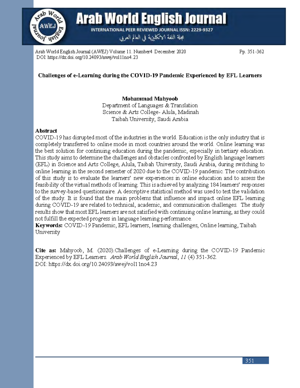 Local media 8382651590482535725 - 351 Arab World English Journal (AWEJ ...