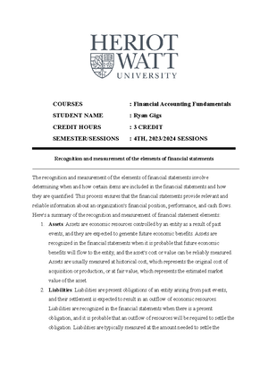 The recognition of assets - Here are some key points about the ...