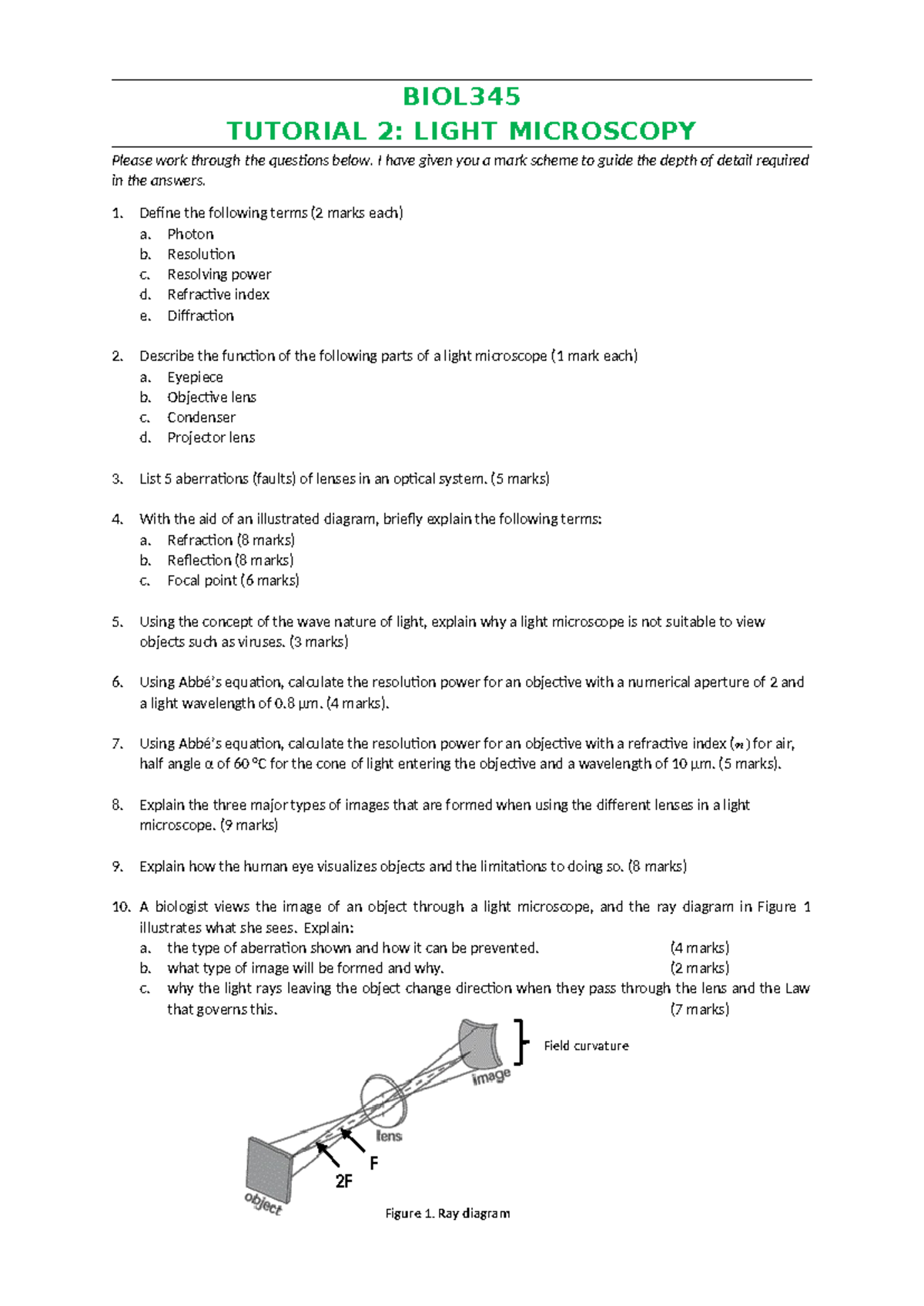 Tutorial 2 - Light Microscopy for 1 March - BIOL TUTORIAL 2: LIGHT ...