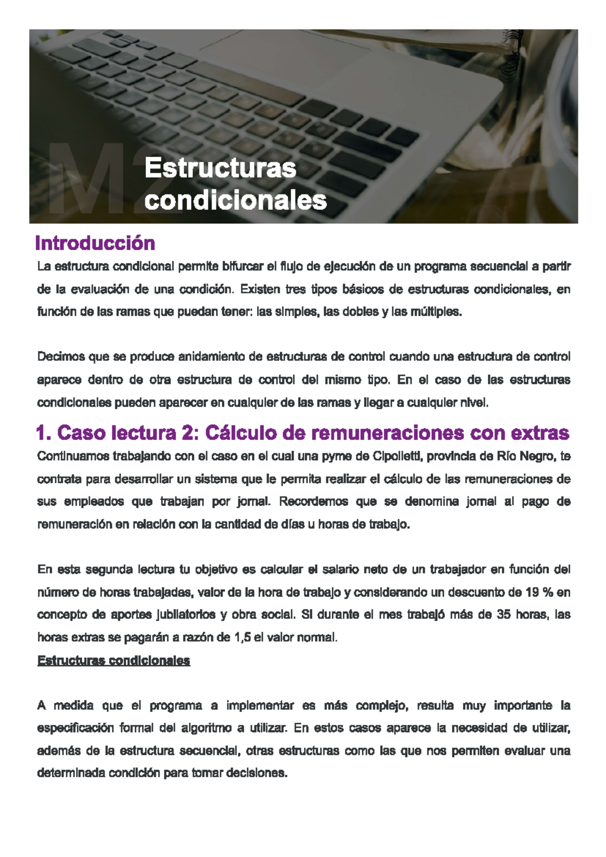 Modulo 2lectura 2 - ... - Estructuras condicionales Introducción La ...