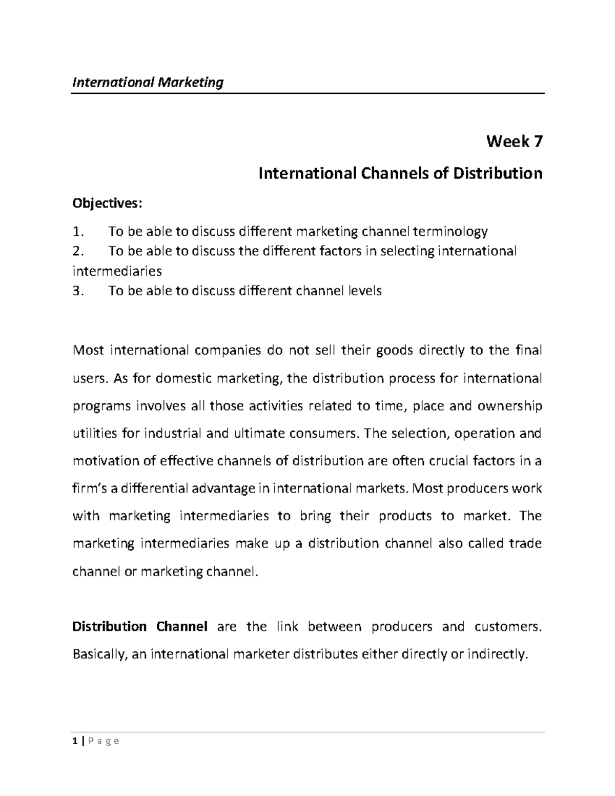 007 International Distribution Channel - International Marketing Week 7 ...