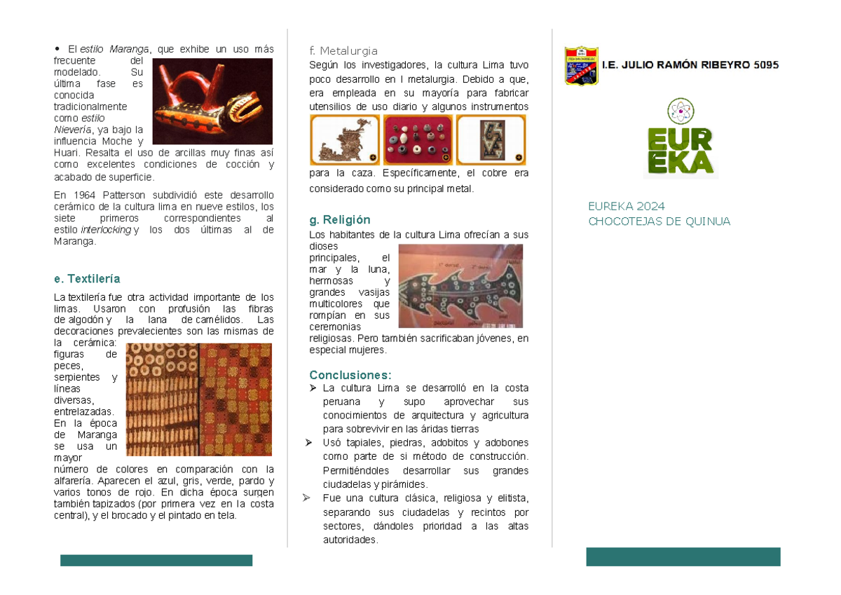 Triptico Cultura LIMA - El estilo Maranga, que exhibe un uso más ...