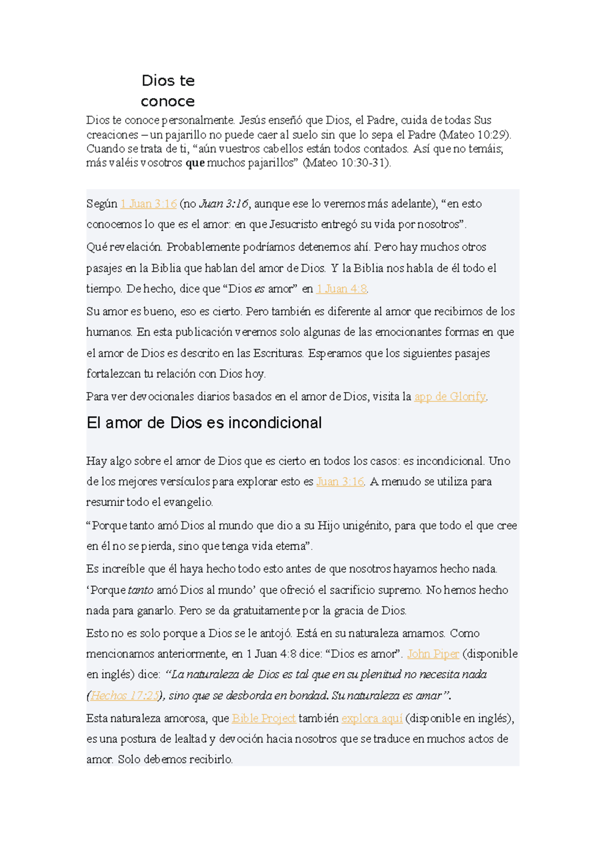Documento - fmkklgksg - Dios te conoce Dios te conoce personalmente ...