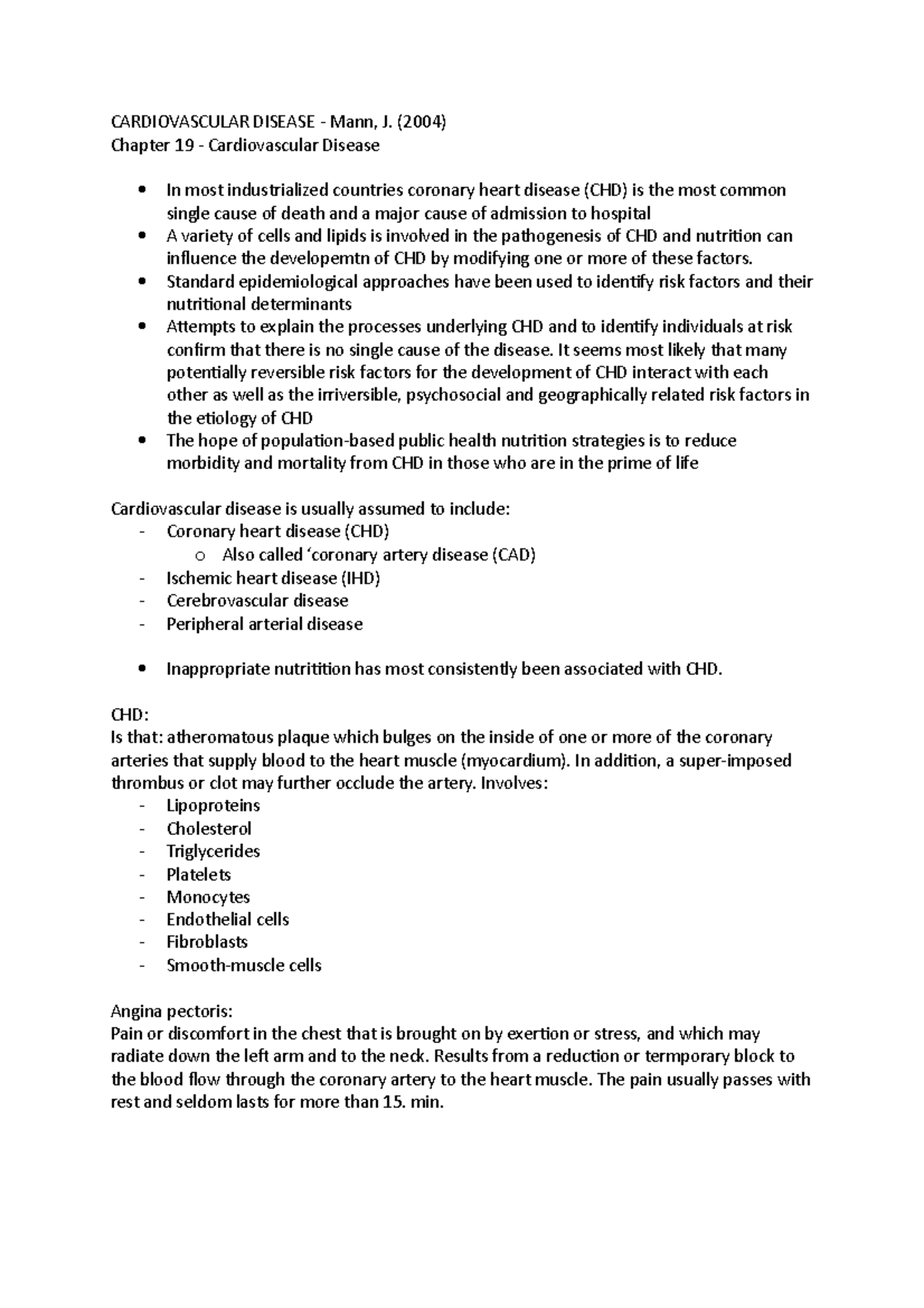 Cardiovascular Disease - Case 2 - CARDIOVASCULAR DISEASE - Mann, J ...