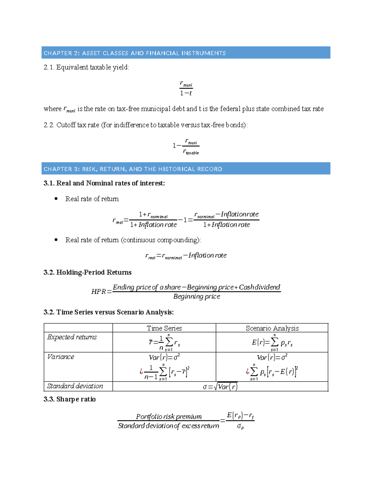 Formula - CHAPTER 2: ASSET CLASSES AND FINANCIAL INSTRUMENTS 2 ...
