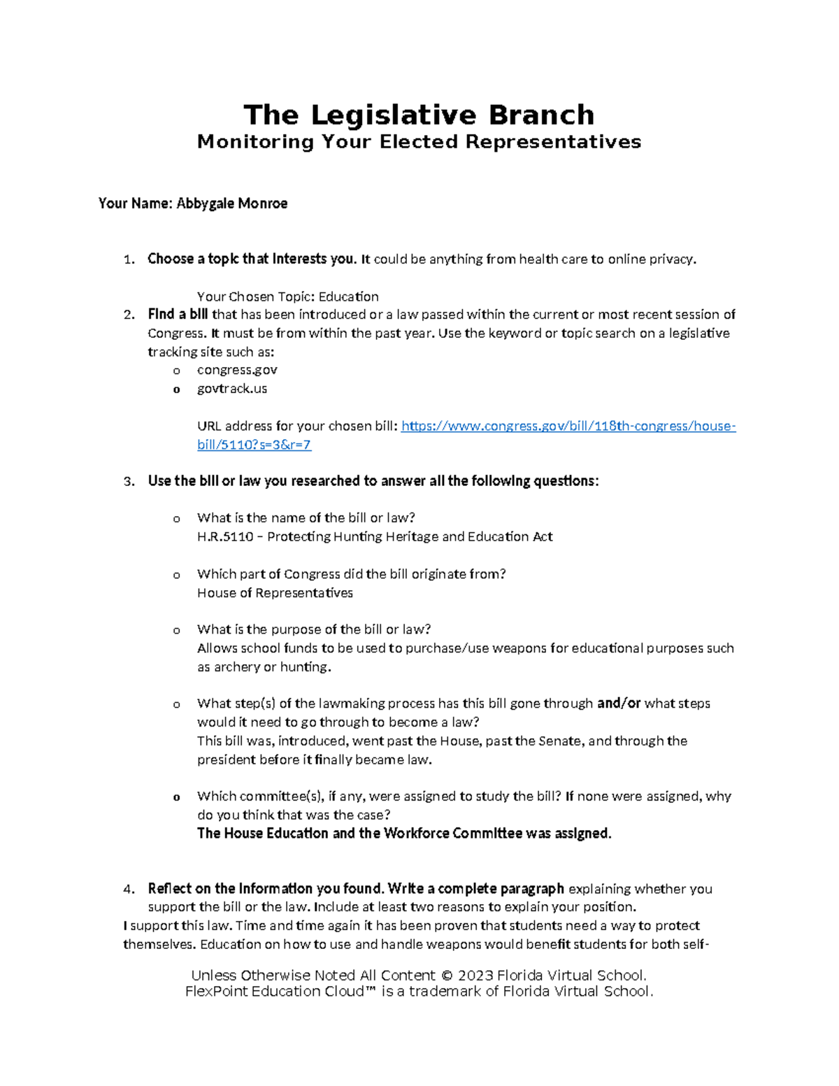 The legislative branch assignment template - The Legislative Branch ...