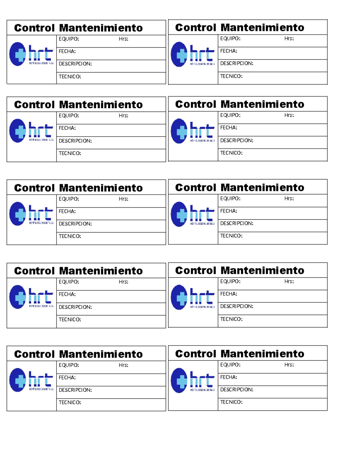 Sticket Mantencion - Sticker mantención para hrt - Control ...