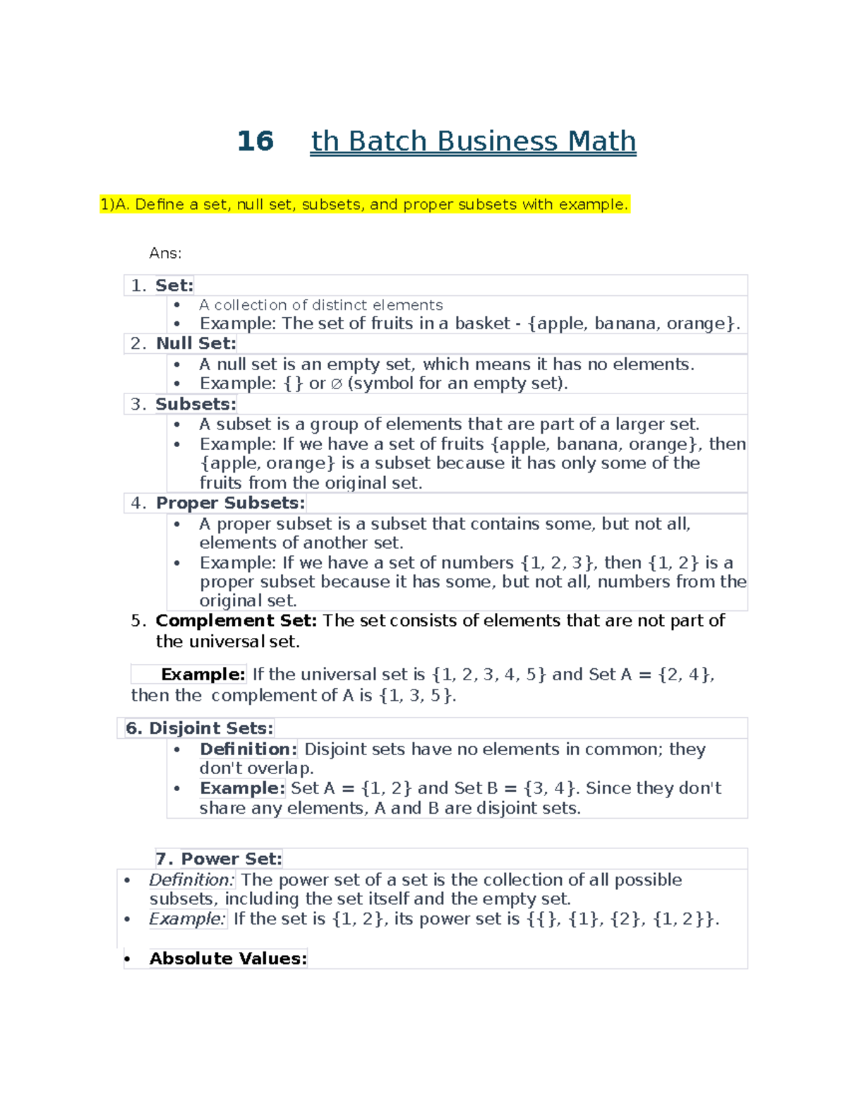 Batch Business Math (Auto Recovered) - 16 th Batch Business Math 1)A ...