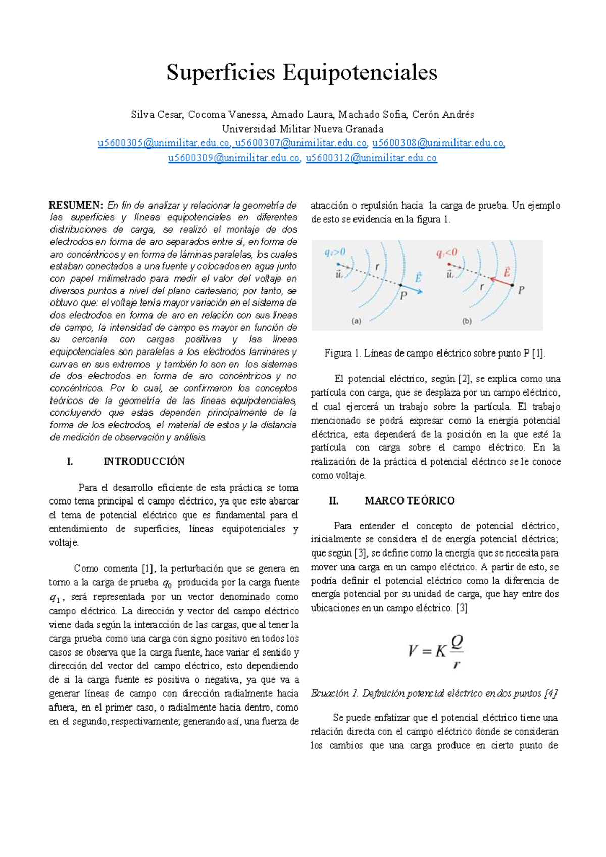 Informe 3. Superficies Equipotenciales..docx - Superficies Equipotenciales Silva Cesar, Cocoma ...