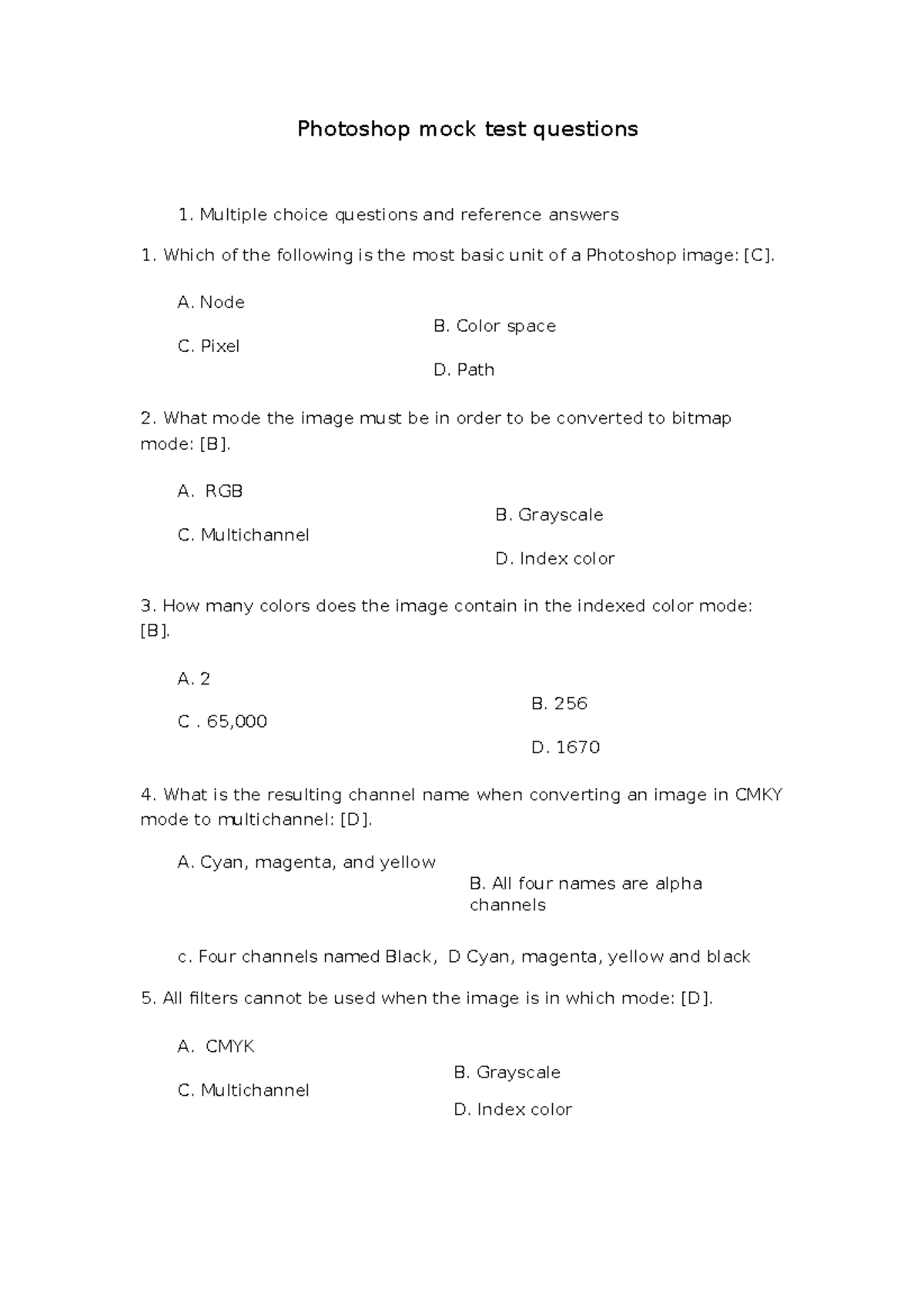 Photoshop mock test questions - Photoshop mock test questions Multiple ...