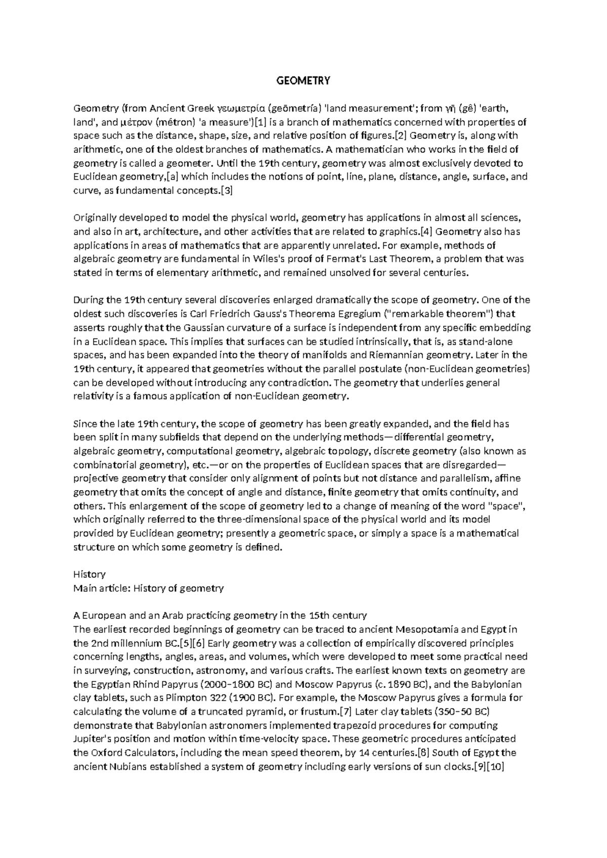 Geometry - GEOMETRY Geometry (from Ancient Greek γεωμετρία (geōmetría ...