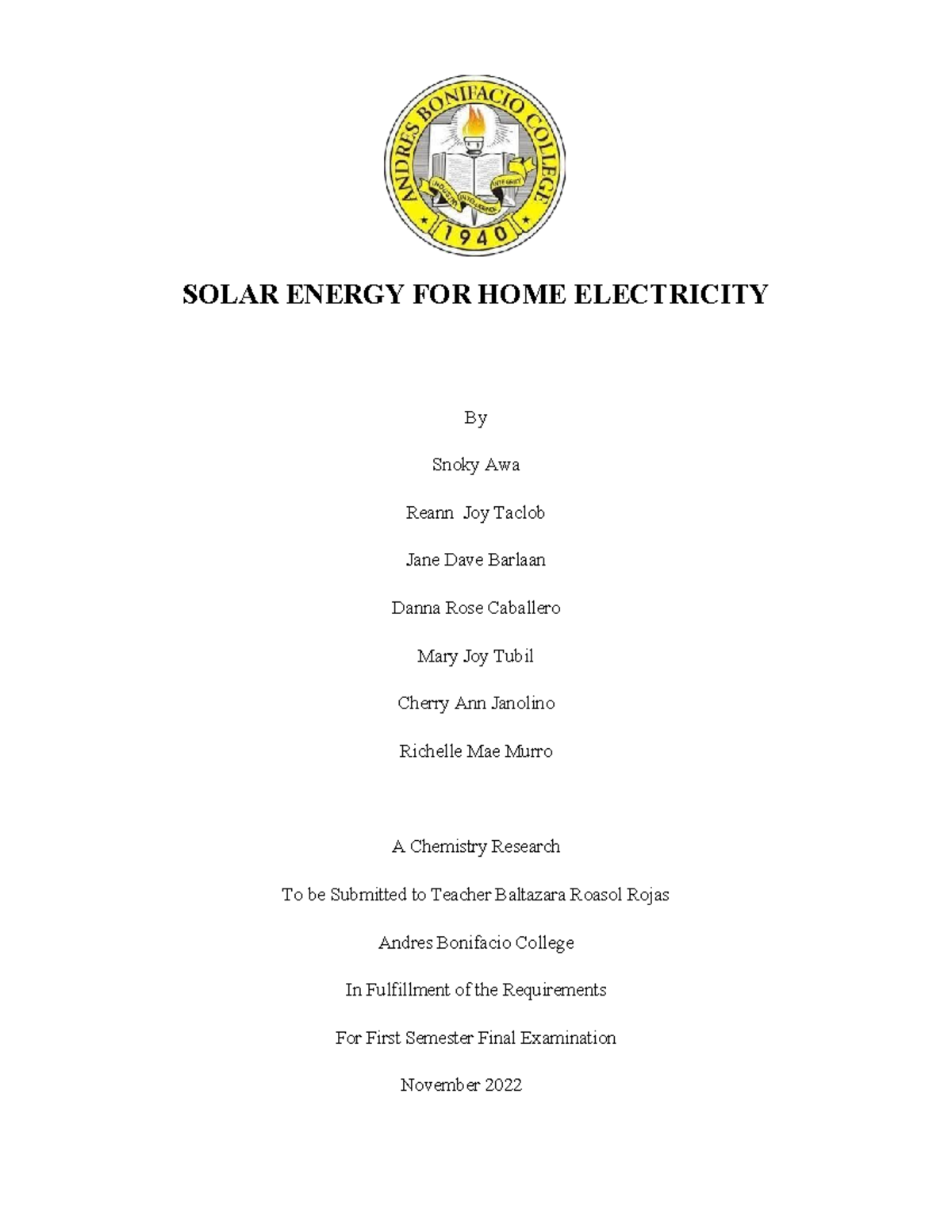 Final- Solar- Energy - help to make a future thesis - SOLAR ENERGY FOR ...
