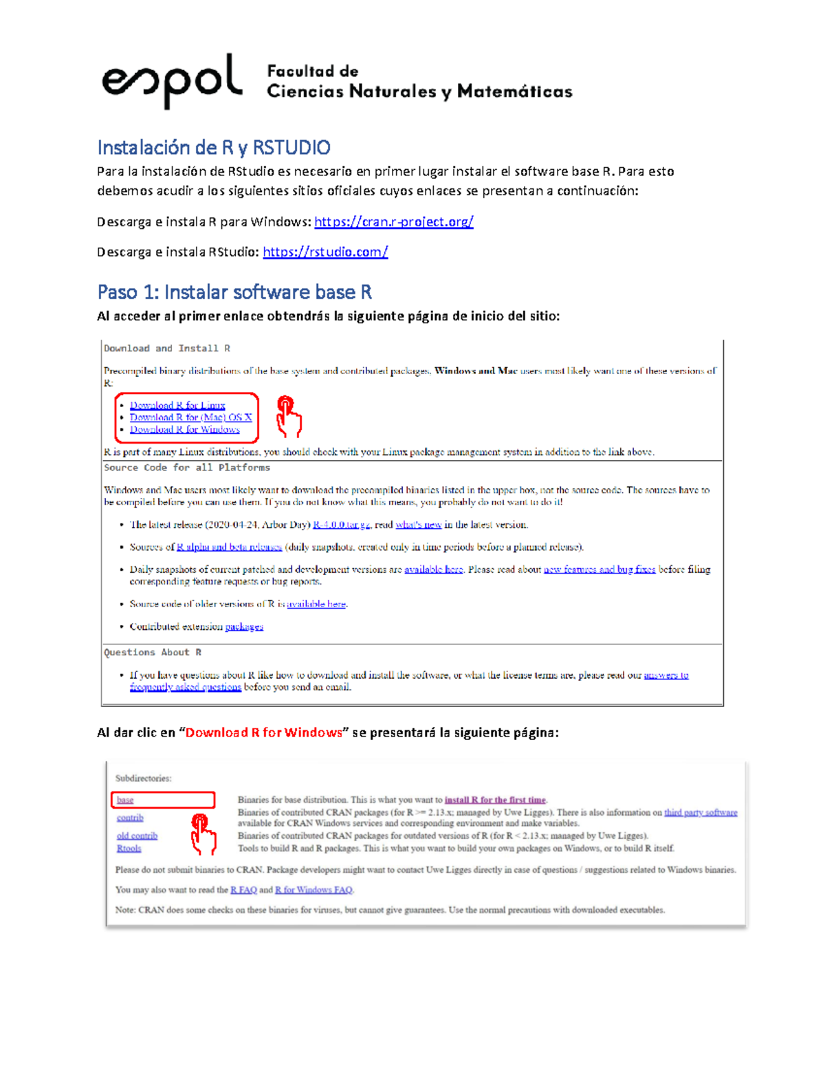 Instalación de R y RStudio - InstalaciÛn de R y RSTUDIO Para la ...