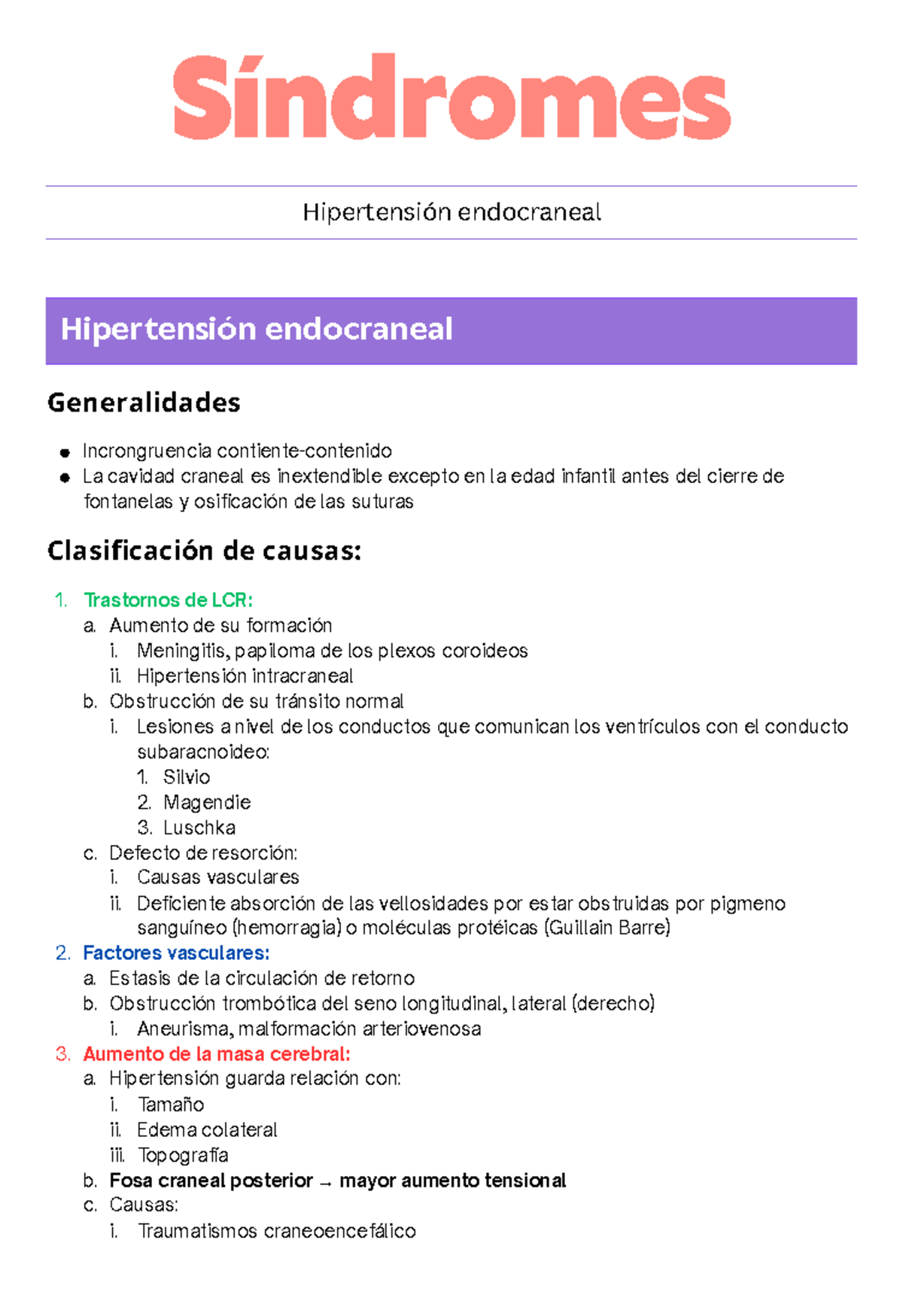 Hipertensión endocraneal - Síndromes Generalidades Clasificación de ...