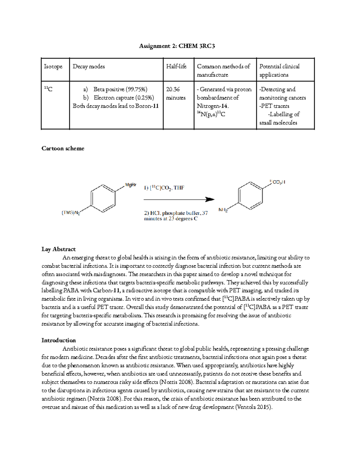 Chem assignment 2 - Assignment 2: CHEM 3RC Cartoon scheme Lay Abstract ...