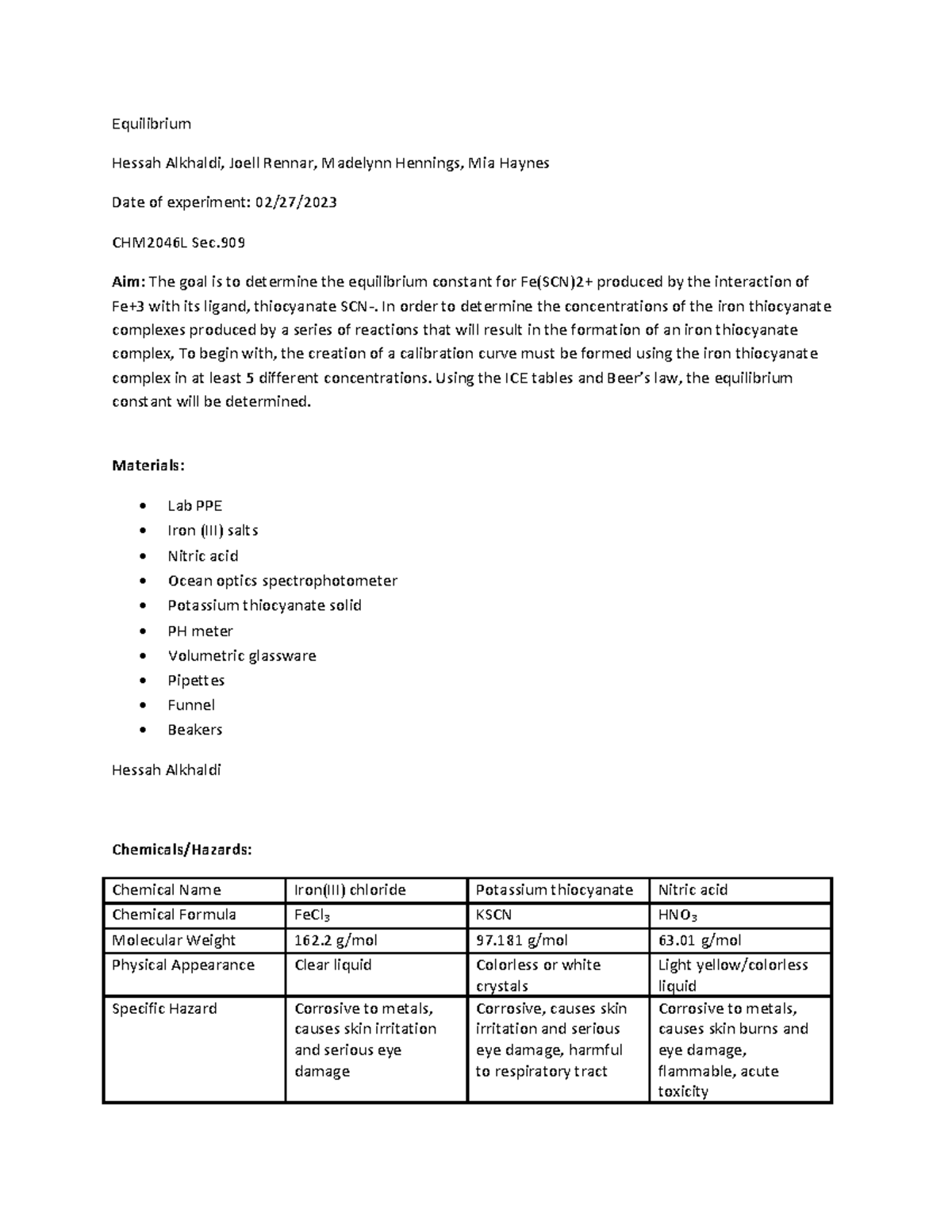 Module Three Pre-Lab Part 1 - Equilibrium Hessah Alkhaldi, Joell Rennar ...